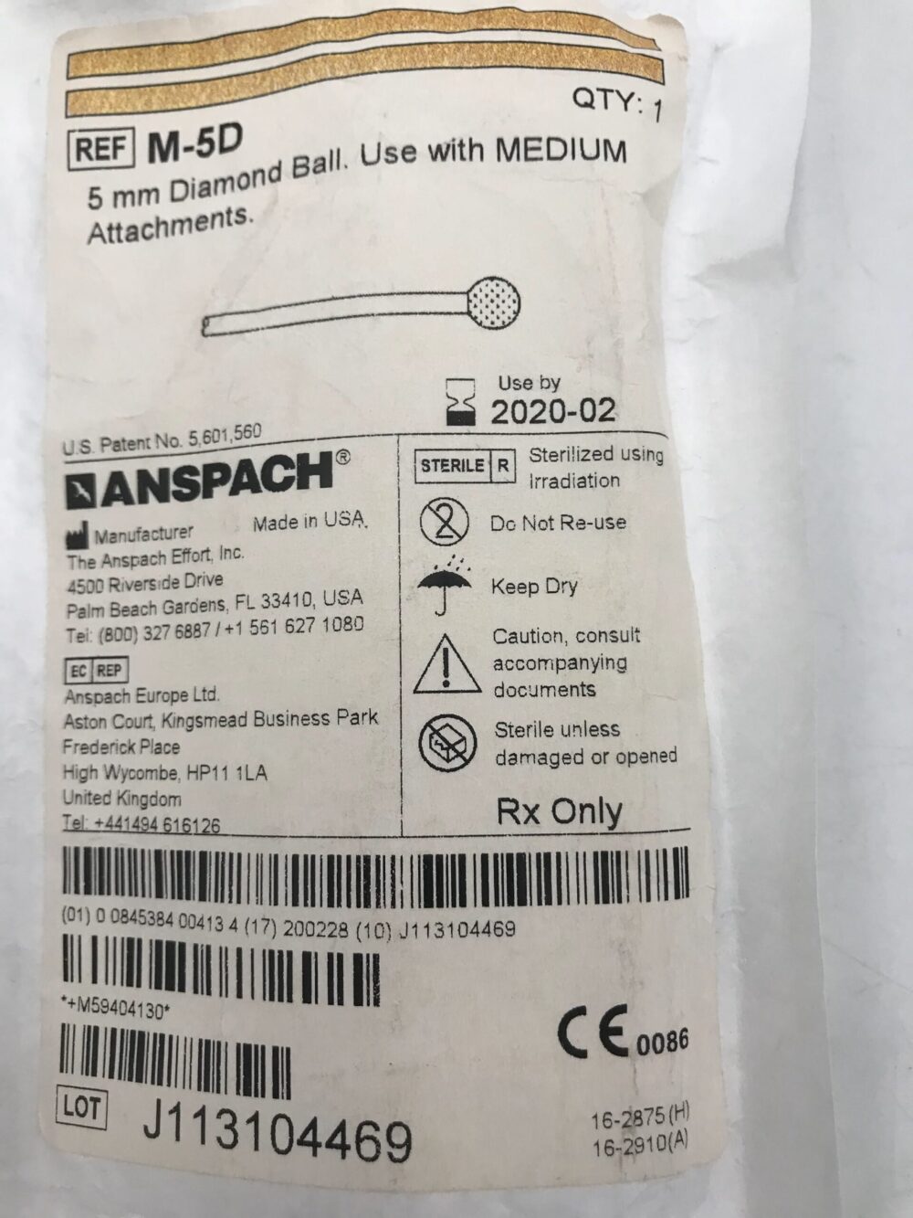 Anspach M-5D 5mm Diamond Ball Use with Medium Attachments (X) – GB TECH USA