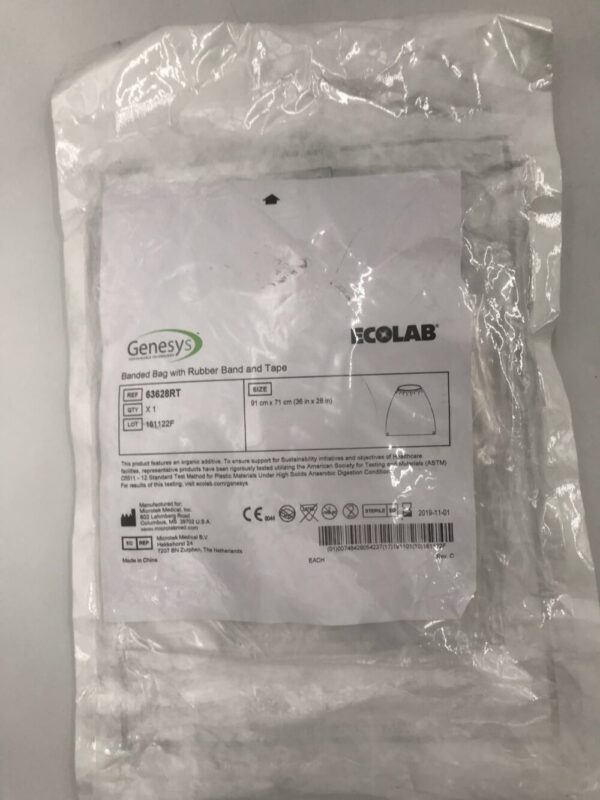 Microtek Medical 63628RT Ecolab Genesys Banded Bag with Rubber Band and ...