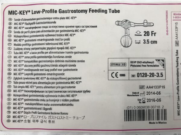 Kimberly-Clark 0120-20-3.5 Mic-Key* Low-Profile Gastrostomy Feeding ...
