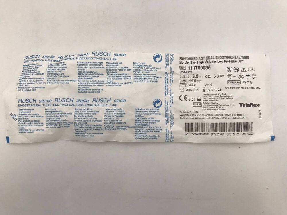 Teleflex 111780035 Rusch Preformed AGT Oral Endotracheal Tube Murphy ...