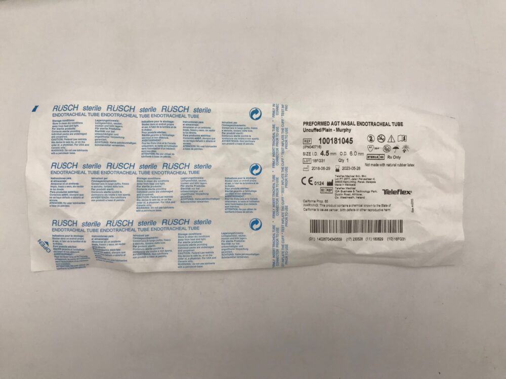 TELEFLEX 100181045 Rusch Preformed AGT Nasal Endotracheal Tube 4.5mm (X ...
