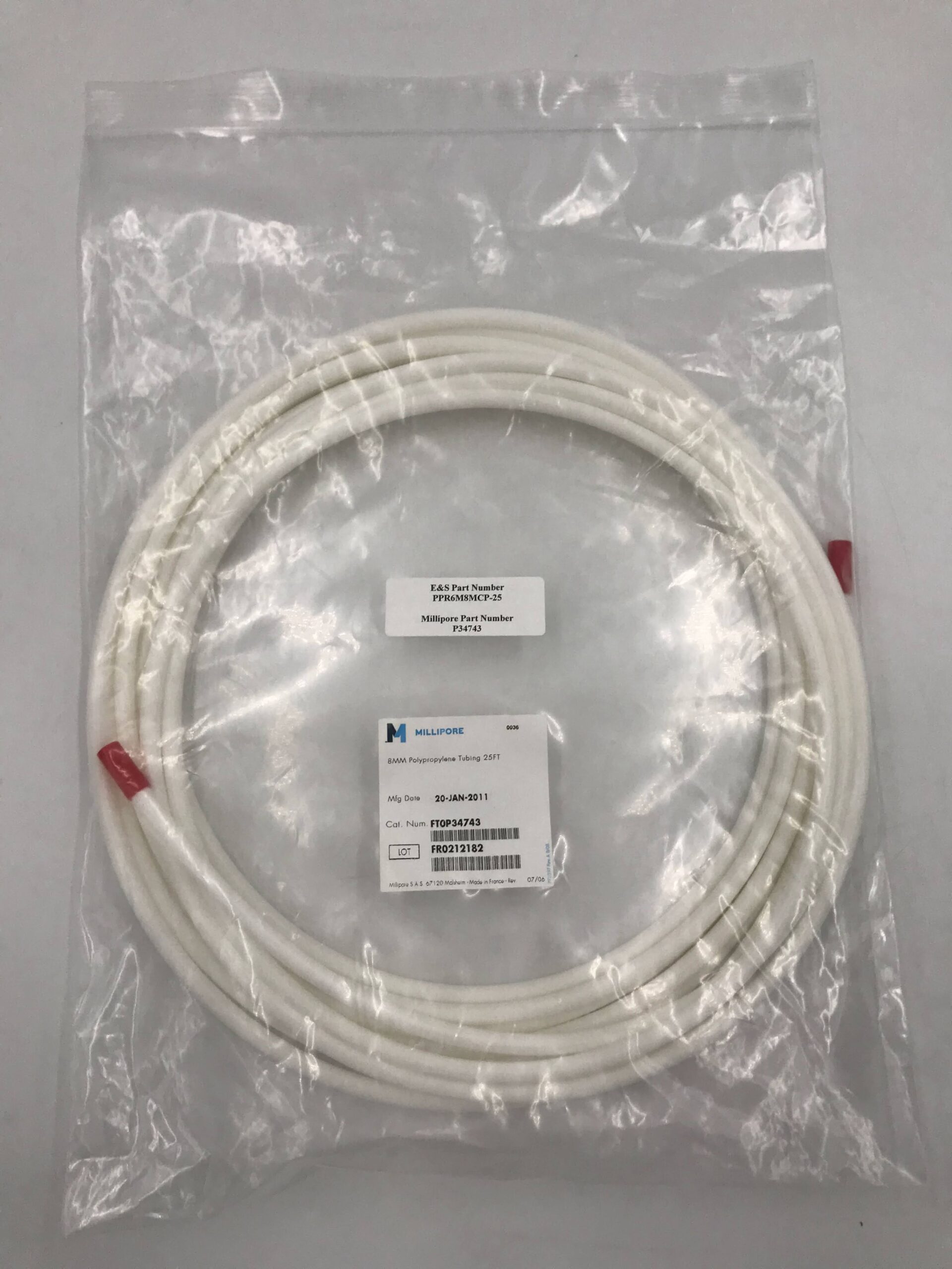 MILLIPORE FT0P34743 Polypropylene Tubing 8mm x 25ft - GB TECH USA
