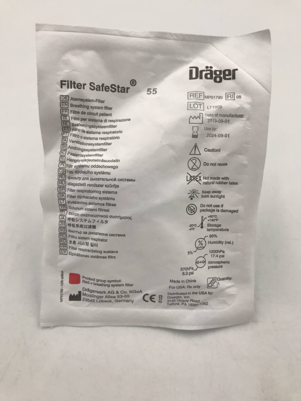 DRAGERWERK MP01790 Drager Filter SafeStar Breathing System Filter - GB ...