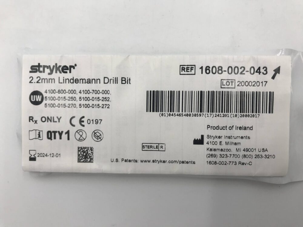 STRYKER 1608-002-043 Lindemann Drill Bit 2.2mm - GB TECH USA