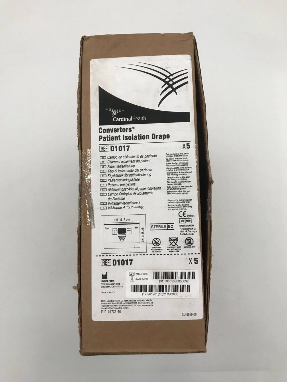 CARDINAL HEALTH D1017 Convertors Patient Isolation Drape 125in x 84in ...