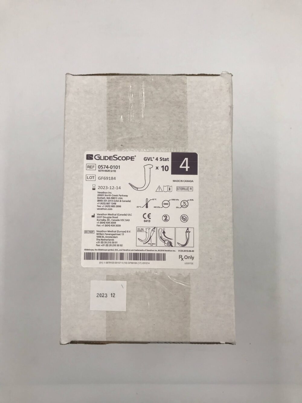 Verathon 0574-0101 Glidescope Video Laryngoscopes GVL 4 Stat (10/Box ...