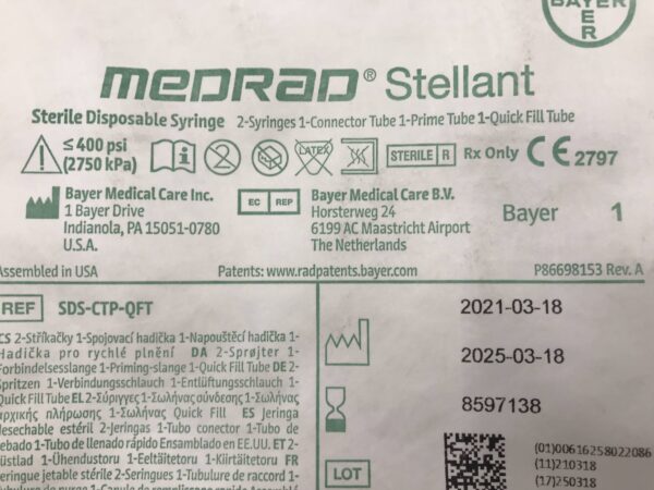 Bayer SDS-CTP-QFT Medrad Stellant Sterile Disposable Syringe – GB TECH USA