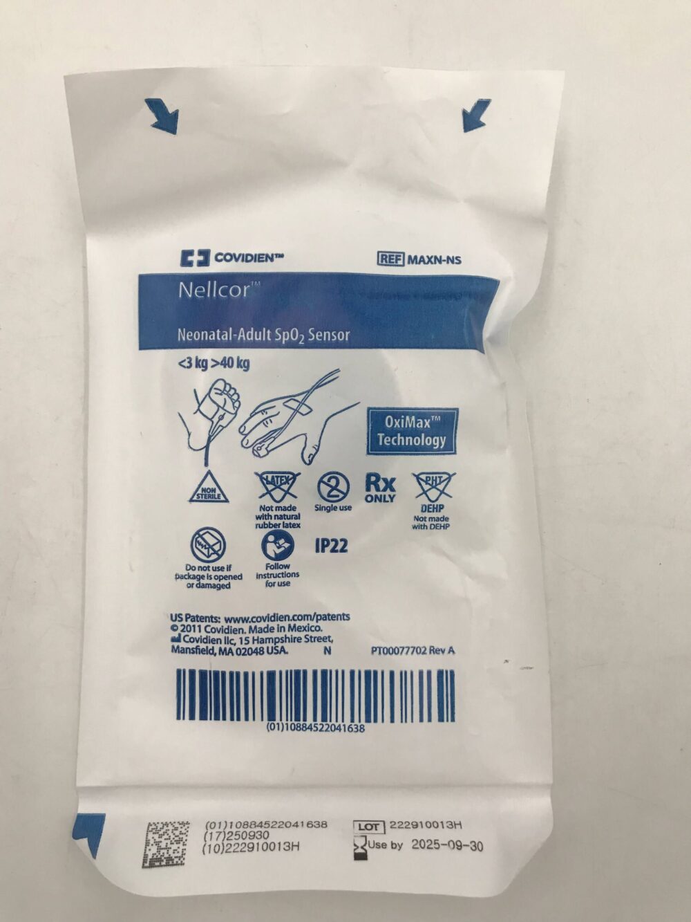 Covidien MAXN-NS Nellcor Neonatal-Adult SpO2 Sensor 40kg OxiMax ...