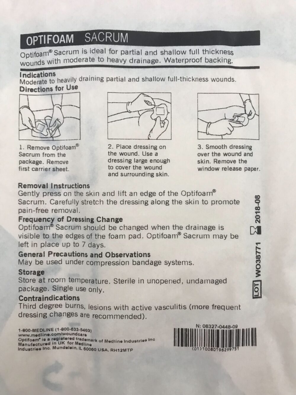 Medline MSC1065EP Optifoam Sacrum Adhesive Foam Dressing 6in x 5.5in (X ...