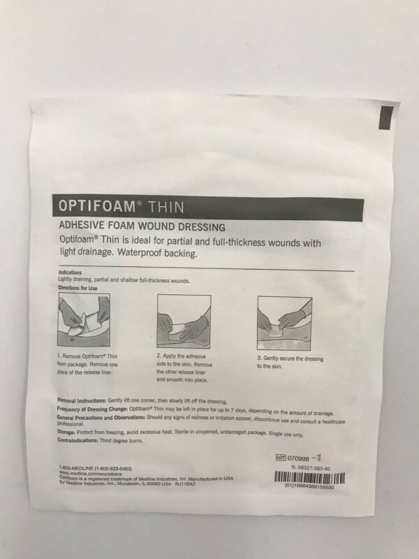 Medline MSC1544EP Optifoam Thin Adhesive Foam Wound Dressing 4in x 4in (10/Pack) - GB TECH USA
