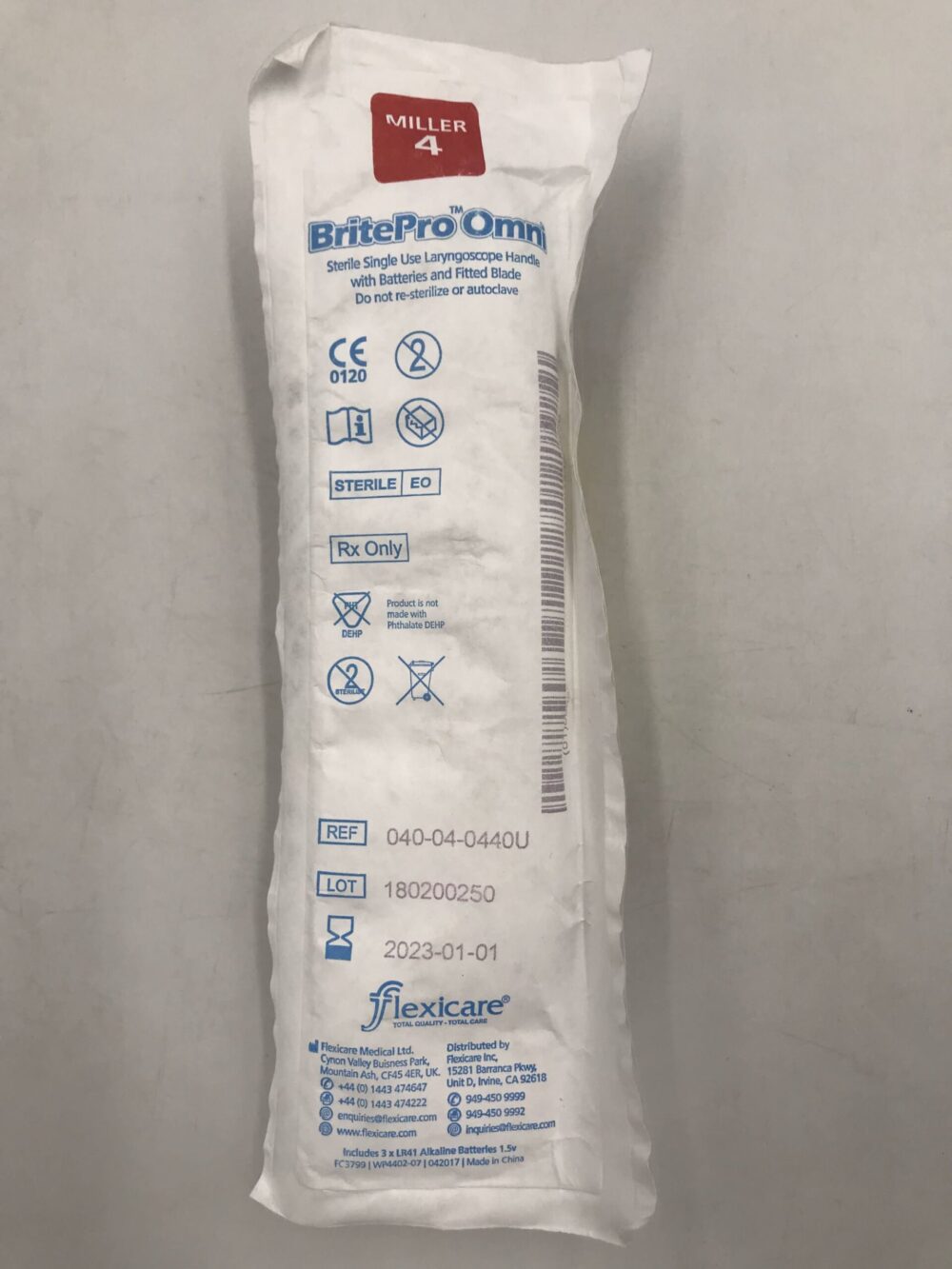 Flexicare 040-04-0440U BritePro Omni Single Use Laryngoscope Handle ...