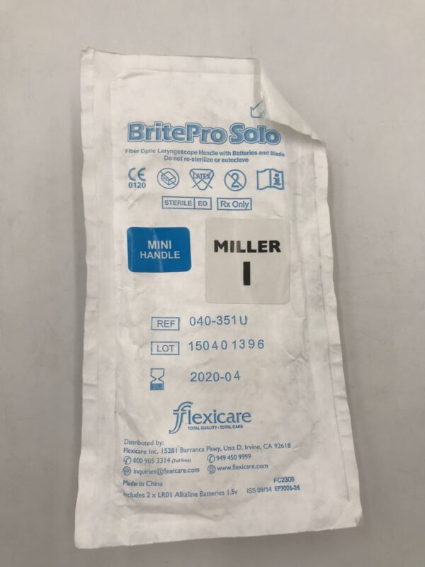 Flexicare 040-351U BritePro Solo Fiber Optic Laryngoscope Handle with ...