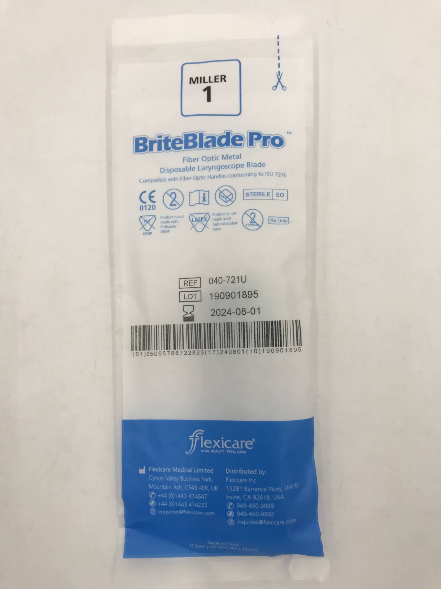 Flexicare 040-721U BriteBlade Pro Fiber Optic Metal Disposable ...