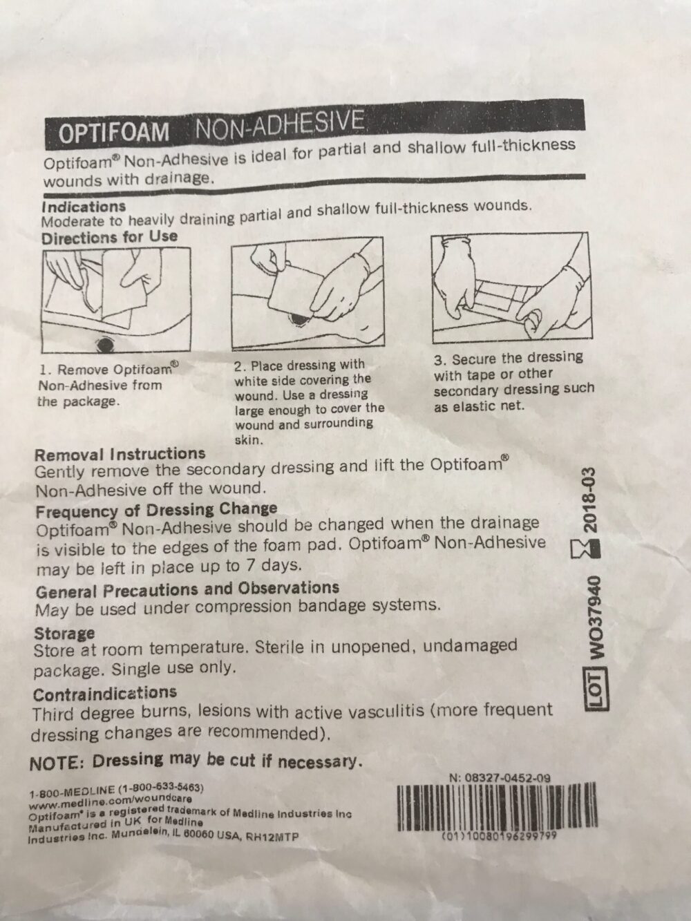 Medline MSC1266EP Optifoam Non-Adhesive Foam Wound Dressing 6in x 6in ...