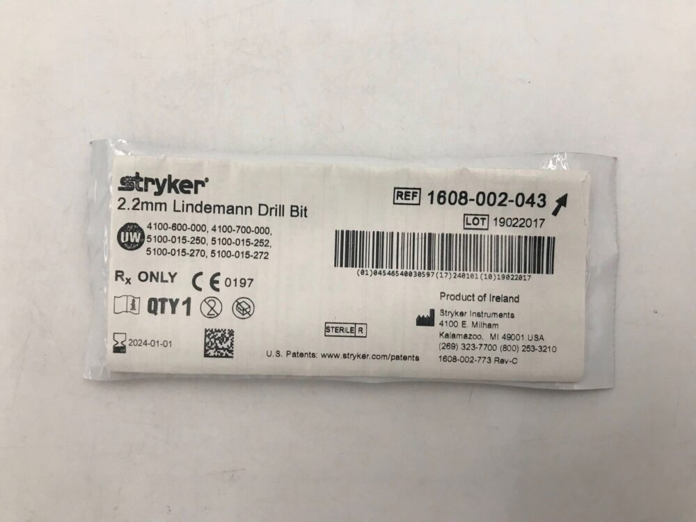 STRYKER 1608-002-043 Lindemann Drill Bit 2.2mm - GB TECH USA
