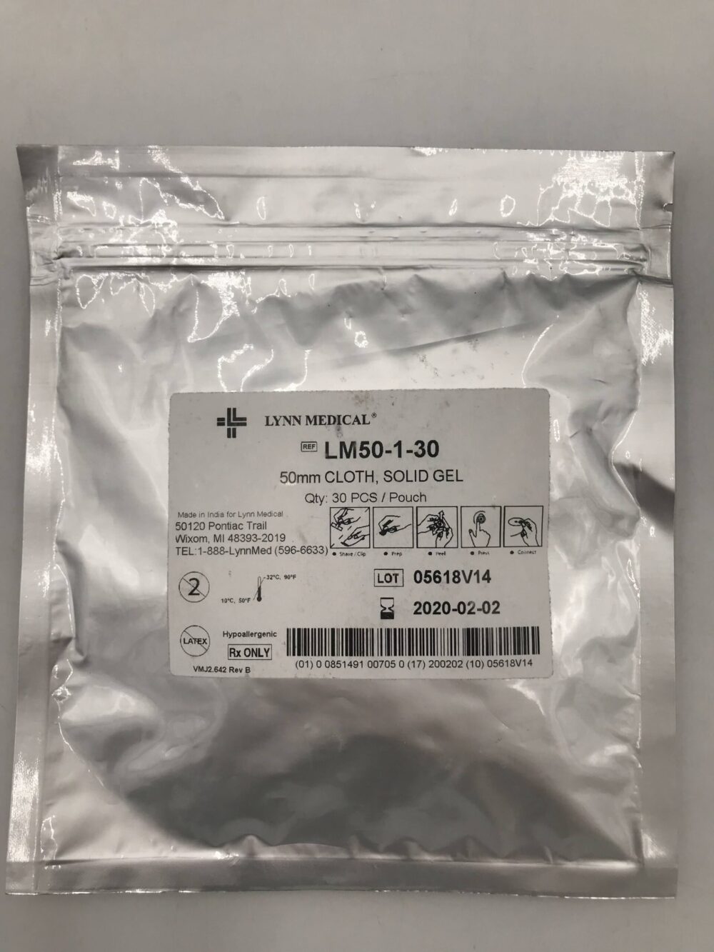 Lynn Medical LM50-1-30 50mm Cloth Solid Gel (30/Pack) (X) - GB TECH USA