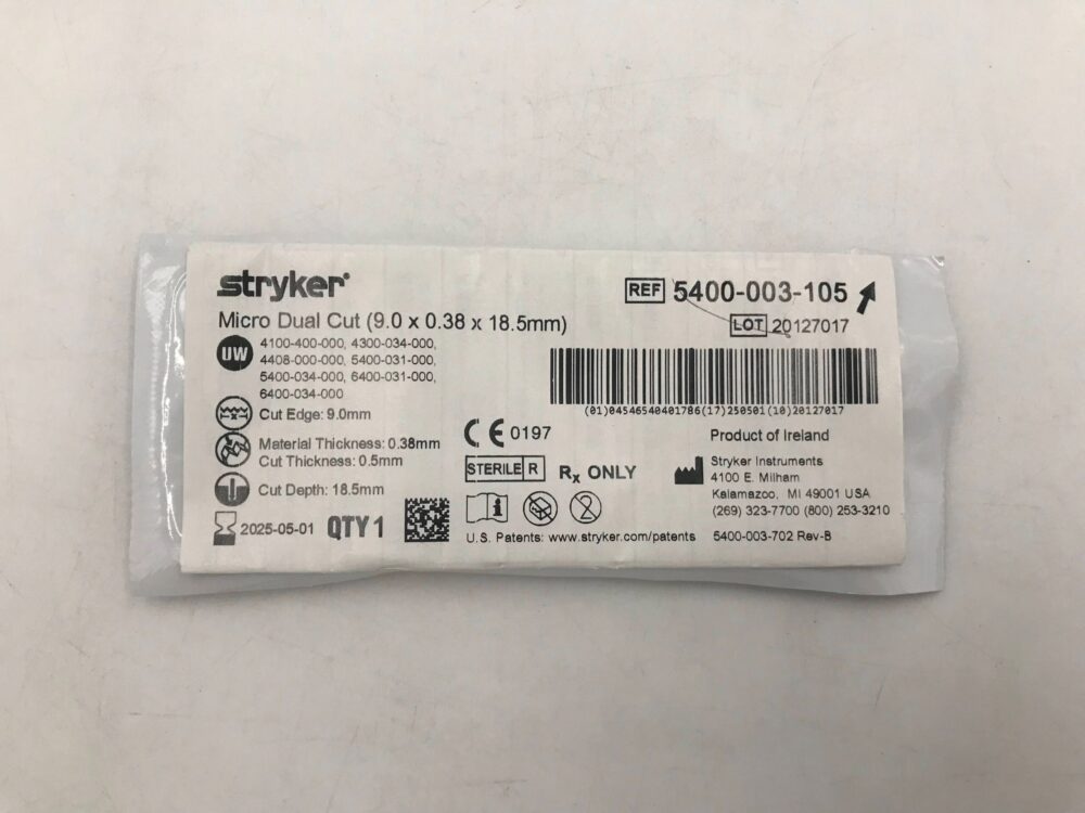 STRYKER 5400-003-105 Micro Dual Cut 9 x 0.38 x 18.5mm - GB TECH USA