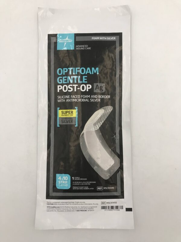 MEDLINE MSC97410 Optifoam Gentle Post-Op Ag+ Silicone Faced Foam and ...