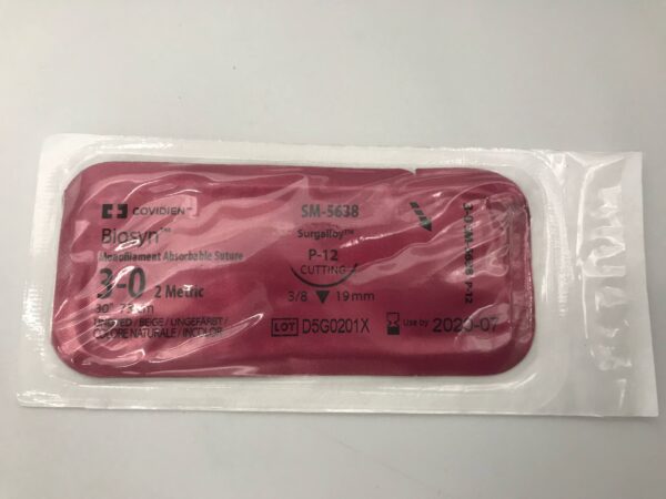 Covidien SM-5638 Biosyn Monofilament Absorbable Suture 3-0 2 Metric 30 ...
