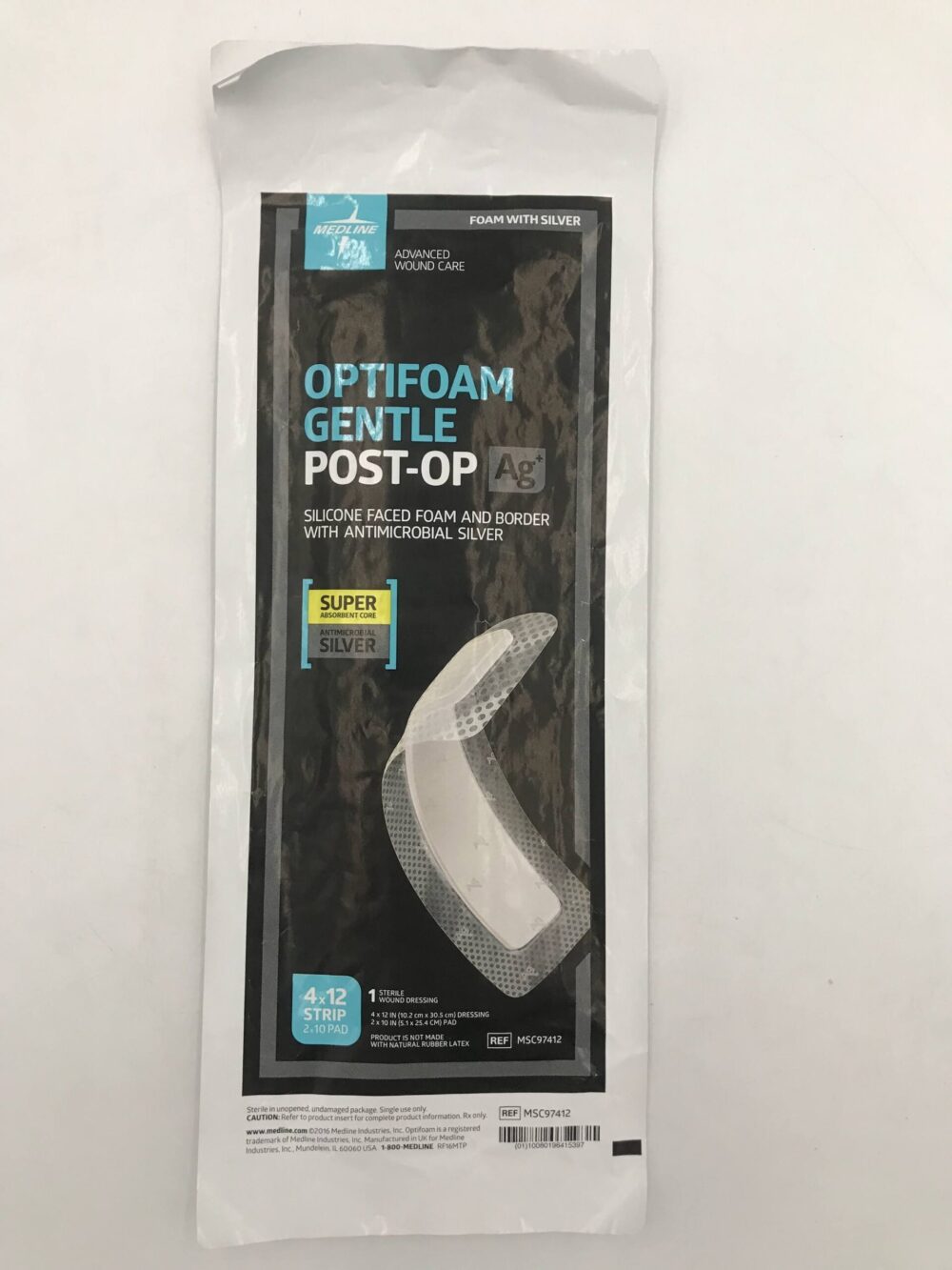 MEDLINE MSC97412 OptiFoam Gentle Post-Op Ag Silicone faced Foam and ...