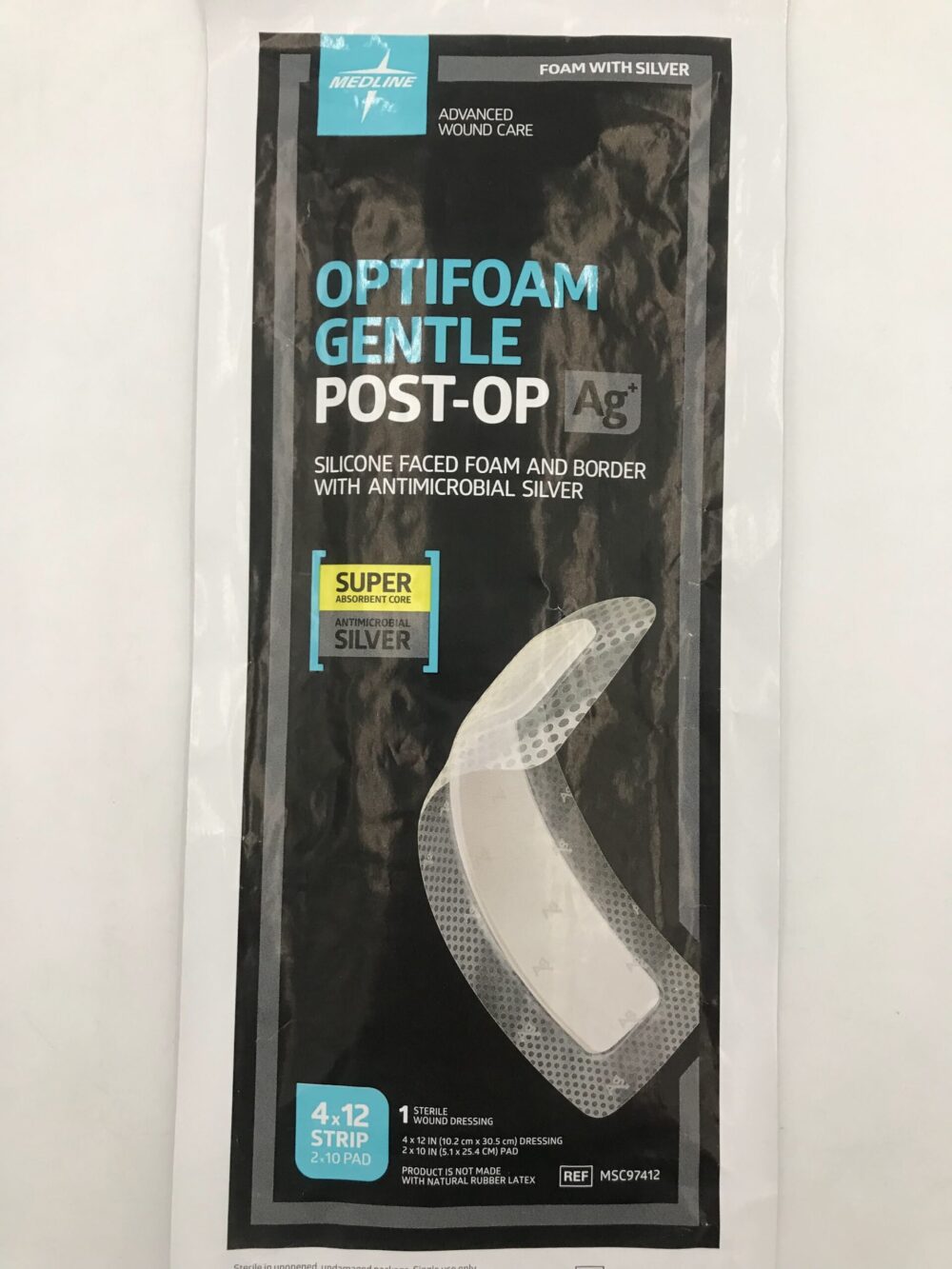 MEDLINE MSC97412 OptiFoam Gentle Post-Op Ag Silicone faced Foam and ...
