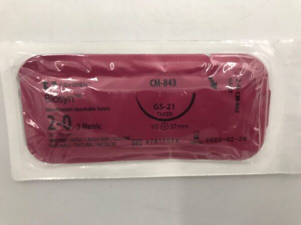 Covidien CM-843 Biosyn Monofilament Absorbable Suture 2-0 3 Metric 30 ...