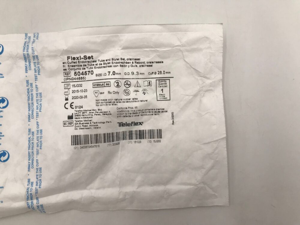 TELEFLEX 504580 Rusch Cuffed Endotracheal Tube & Stylet Oral/Nasal 8mm ...