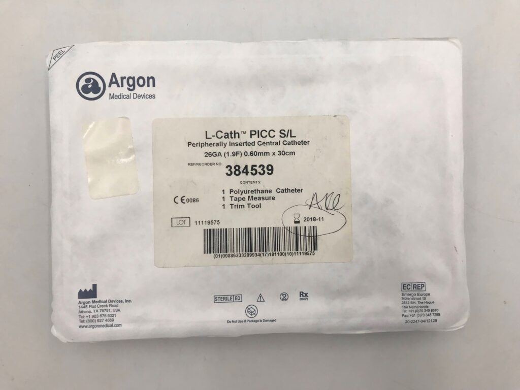 ARGON MEDICAL 384539 L-Cath PICC S/L Peripherally Inserted Central ...
