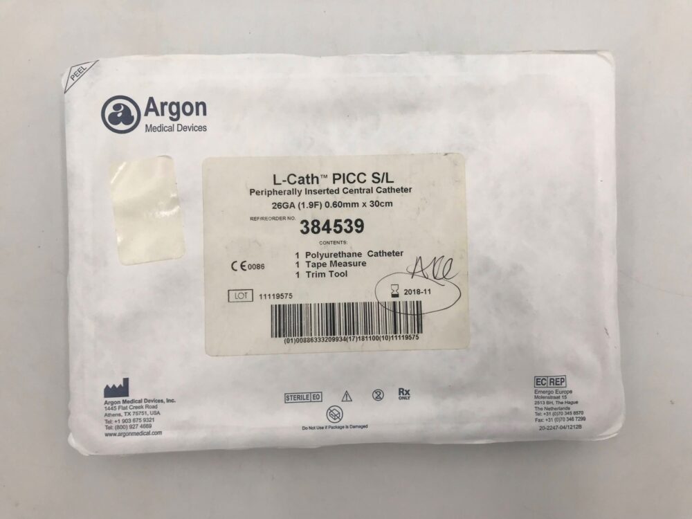 ARGON MEDICAL 384539 L-Cath PICC S/L Peripherally Inserted Central ...