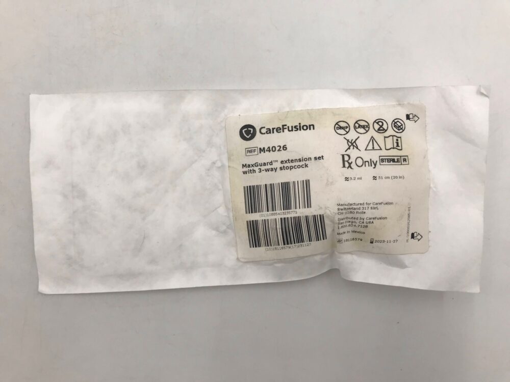 CareFusion M4026 MaxGuard Extension Set w/3-Way Stopcock ≈3.2ml ≈51cm ...