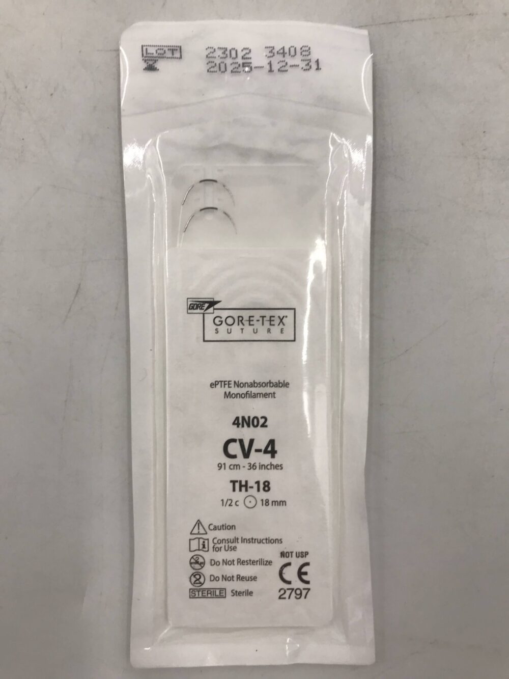 Gore 4N02 Gore-Tex Suture ePTFE Nonabsorbable Monofilament CV-4 36cm TH ...