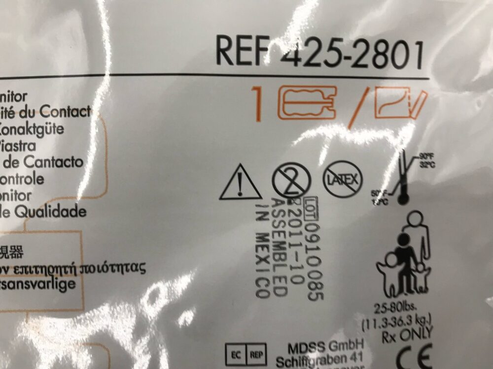 ConMed 425-2801 Macrolyte Pediatric Dual Dispersive Electrode 25-80lbs ...