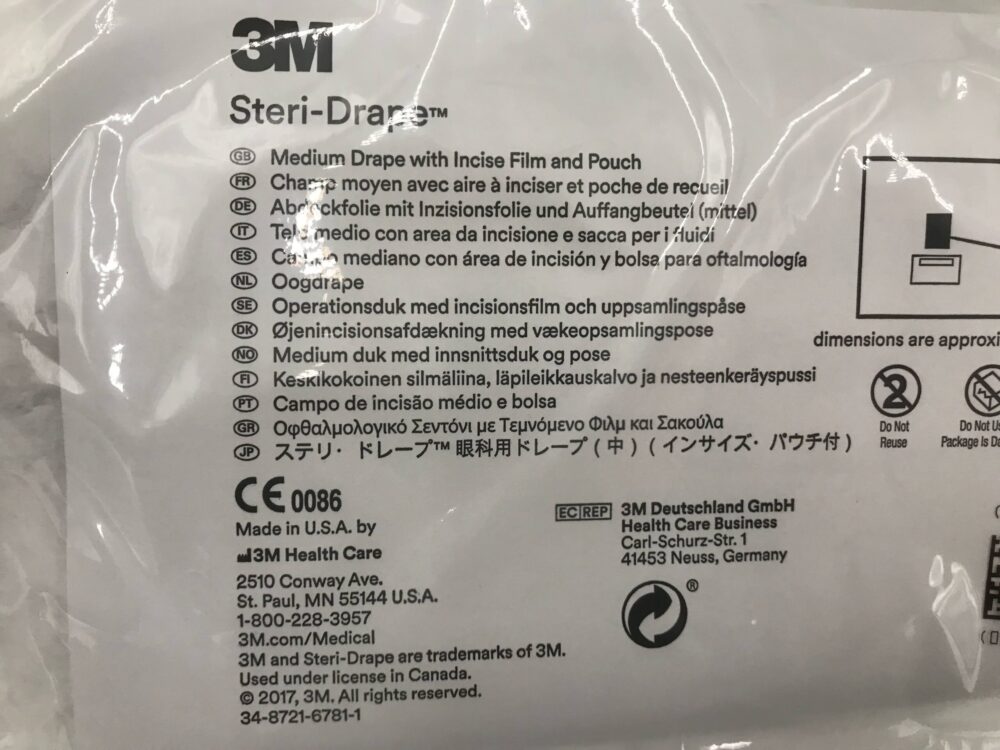 3M 1061 Steri-Drape Medium Drape with Incise Film and Pouch 130cm x ...