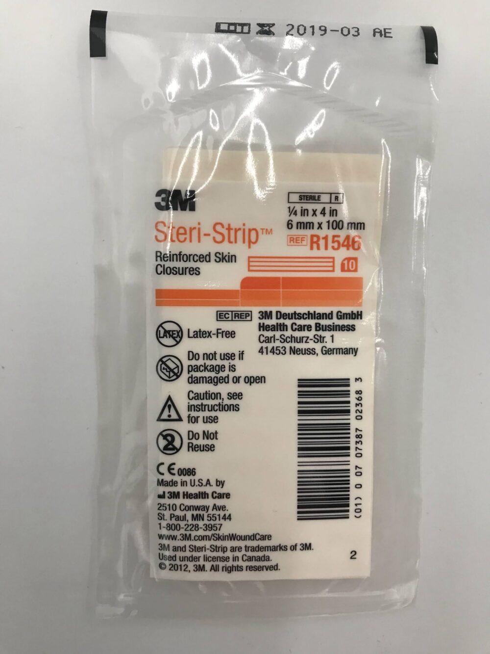 3M R1546 Steri -Strip Reinforced Skin Closures 1/4in x 4in (6mm x 100mm ...