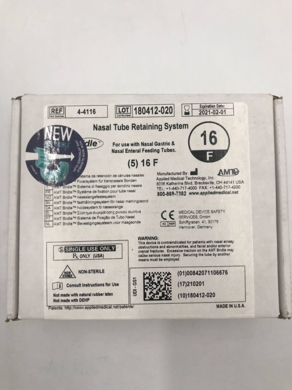 Applied Medical Technology 4-4116 Nasal Tube Retaining System 16F (5 ...