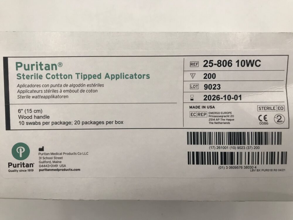 Puritan 25-806 10WC Sterile Cotton Tipped Applicators (200/Box) - GB ...