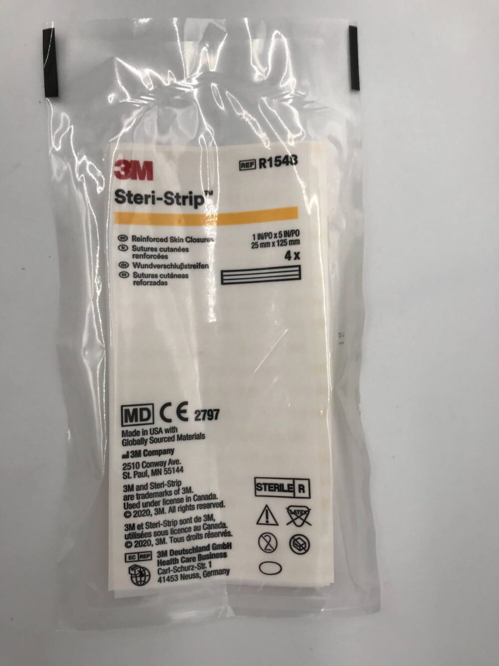 3M R1548 Steri-Strip Reinforced Skin Closures 1in x 5in (25mm x 125mm ...