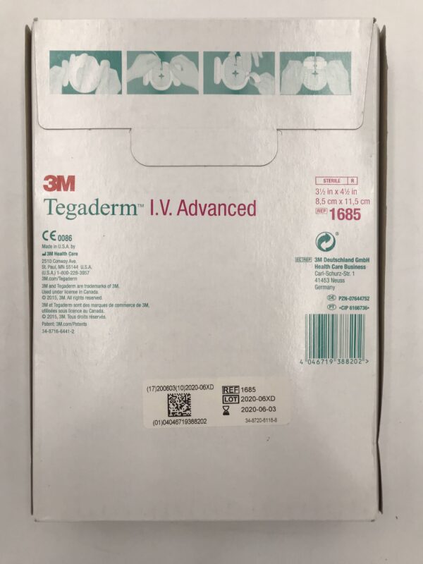 3M 1685 Tegaderm I.V. Advanced Securement Dressing 3 1/2in x 4 1/2in (8.5cm x 11.5cm) (50/Box)(X ...