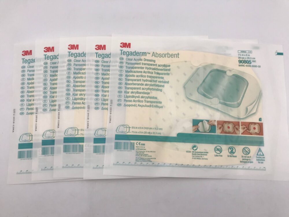 3M 90805 Tegaderm Absorbent Clear Acrylic Dressing 7-1/8in x 8in (5 ...