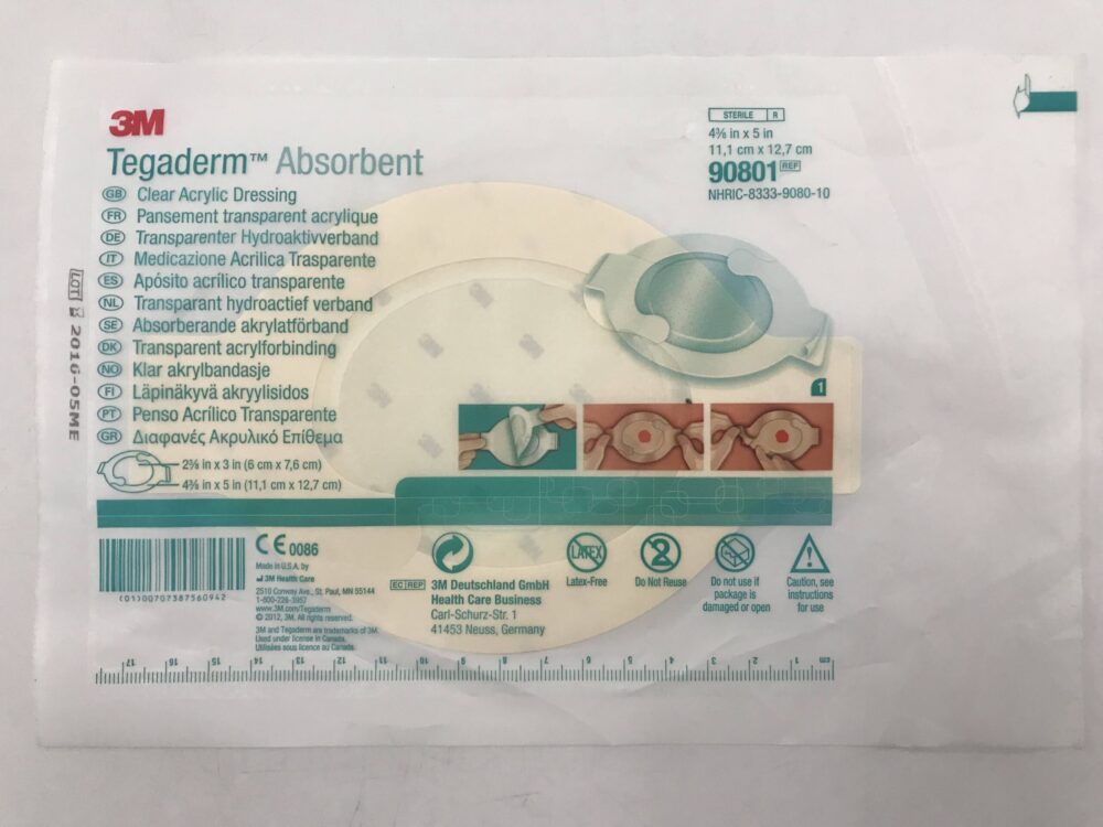 3M 90801 Tegaderm Absorbent Clear Acrylic Dressing 4 3/8in x 5in (X ...
