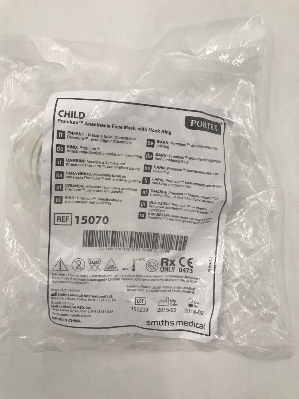 SMITHS MEDICAL 15070 Portex Child Premium Anesthesia Face Mask w/ Hook ...