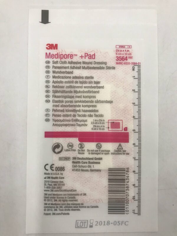 3M 3564 Medipore +Pad Soft Cloth Adhesive Wound Dressing 2 3/8in x 4in ...
