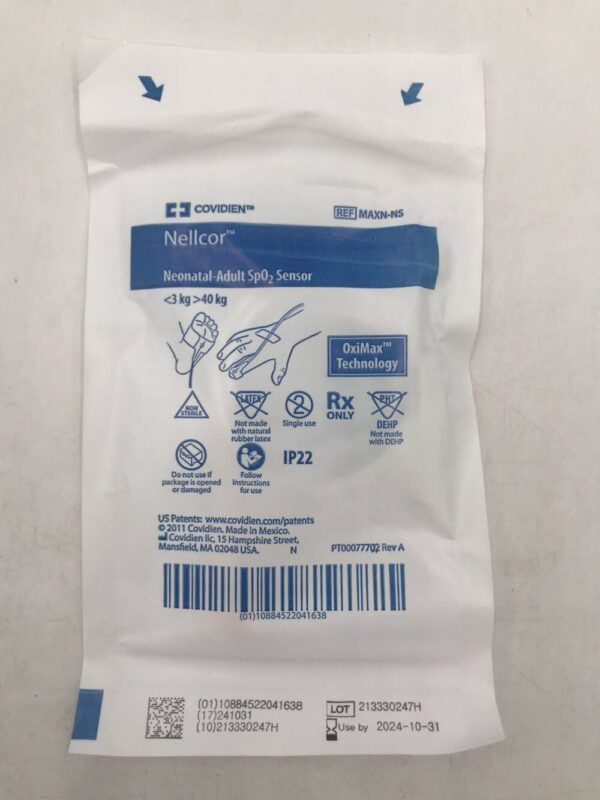 Covidien MAXN-NS Nellcor Neonatal-Adult SpO2 Sensor 40kg OxiMax ...
