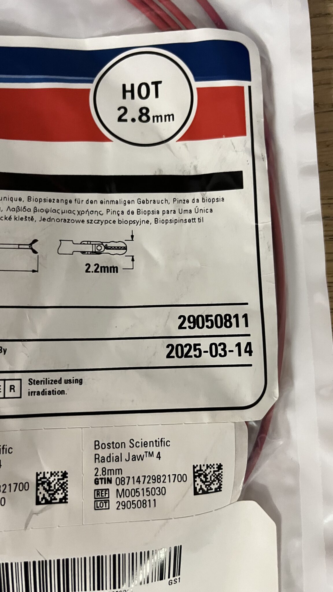 BOSTON SCIENTIFIC 1503 Radial Jaw 4 HOT Single-Use Biopsy Forceps 2.8mm ...