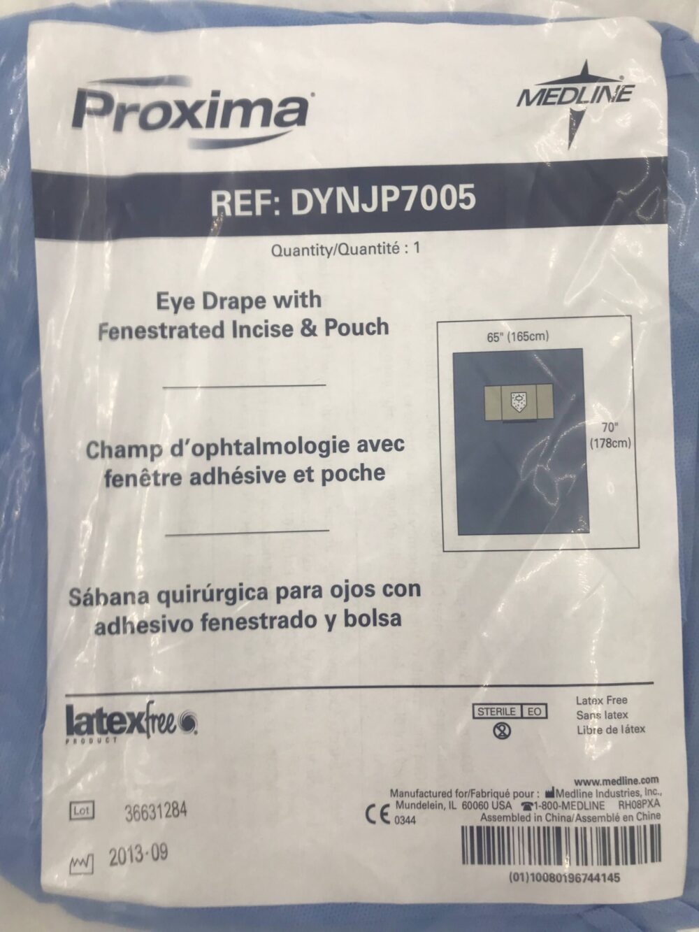 MEDLINE DYNJP7005 Proxima Eye Drape w/ Fenestrated Incise & Pouch 65"x ...
