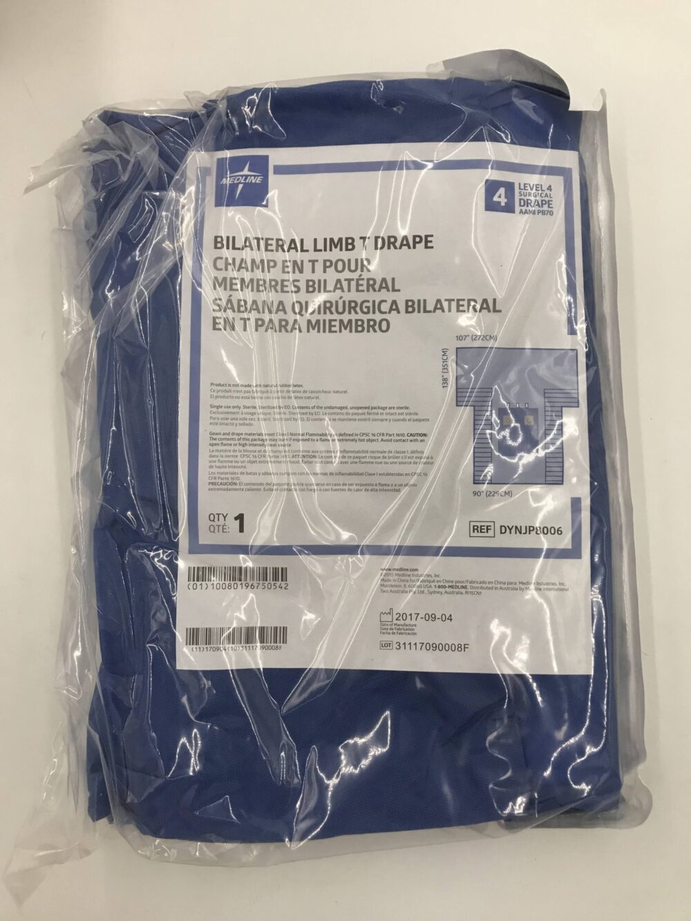 Medline DYNJP8006 Bilateral Limb T Drape (8/Box) - GB TECH USA