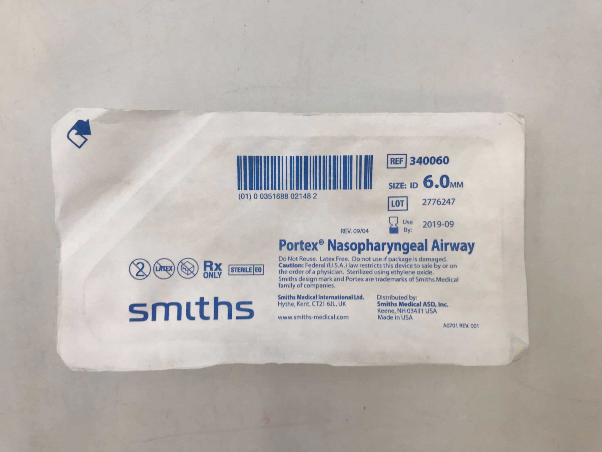 SMITHS MEDICAL 340060 Portex Nasopharyngeal Airway 6mm (X) – GB TECH USA