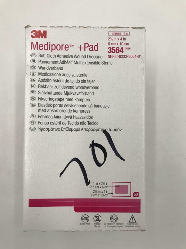 3M 3564 Medipore +Pad Soft Cloth Adhesive Wound Dressing 2 3/8in x 4in ...
