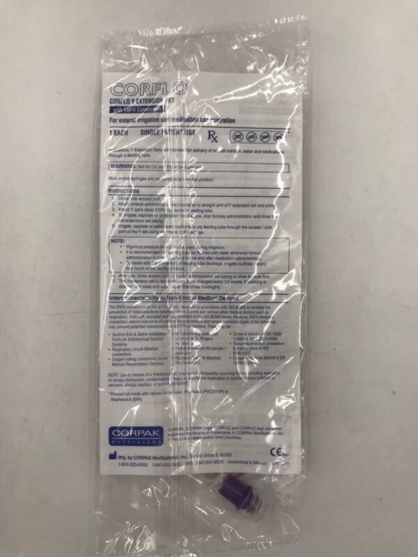 CORPAK 40-1007 Corflo Enteral Y Extension Set w/ ENFit Connectors (X ...
