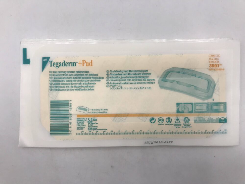3M 3591 Tegaderm +Pad Film Dressing with Non-Adherent Pad 3-1/2" x 10in ...